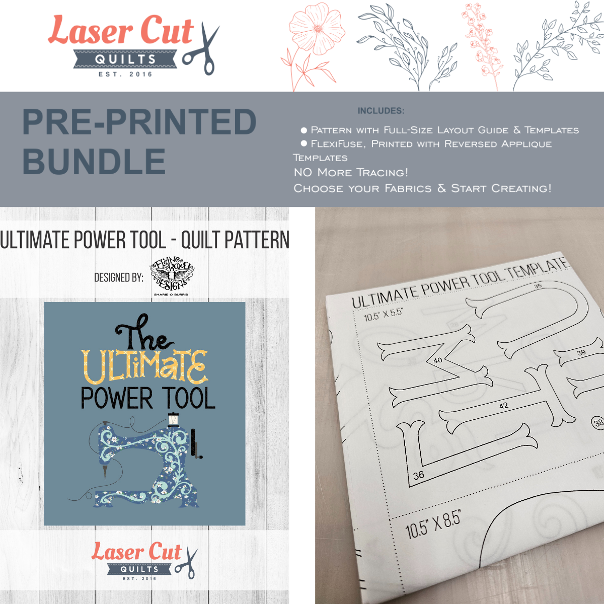 Bundle: Pattern and PrePrinted Fusible: "Ultimate Power Tool" by Shari ...
