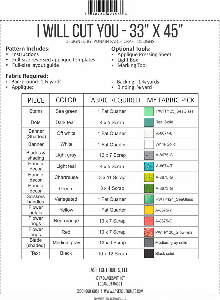 Pattern: "I Will Cut You" by Punkin Patch Craft Designs – FlexiFuse